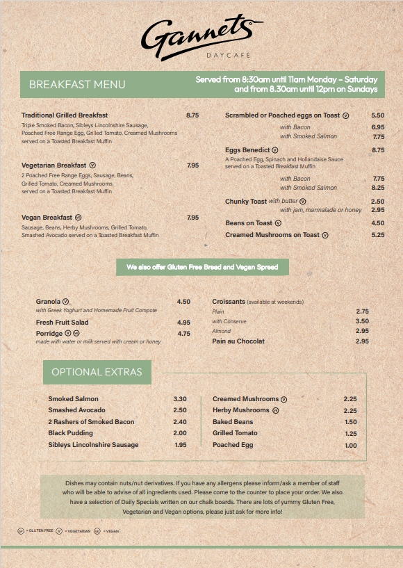 Daycafe | Newark Cafes & Bistrot - Gannets